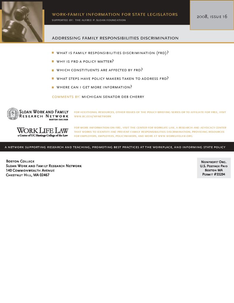 Addressing Family Responsibilities Discrimination - Equality Action Center